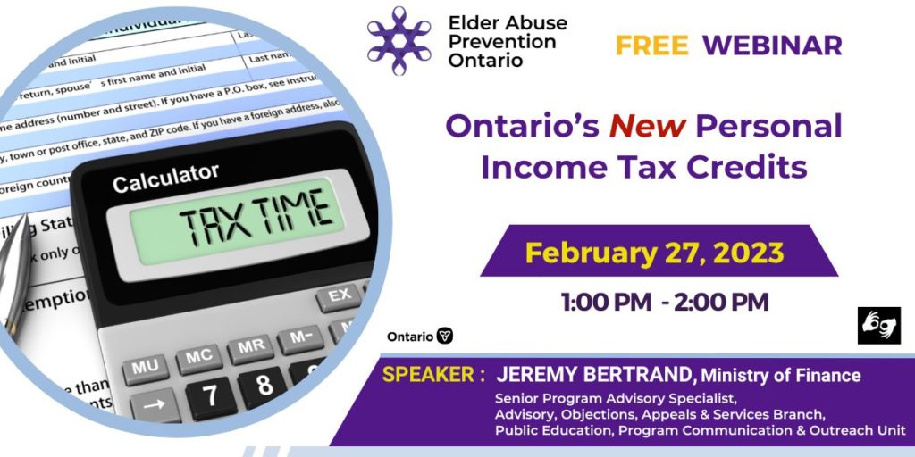 Ontario’s New Personal Income Tax Credits - Elder Abuse Prevention Ontario